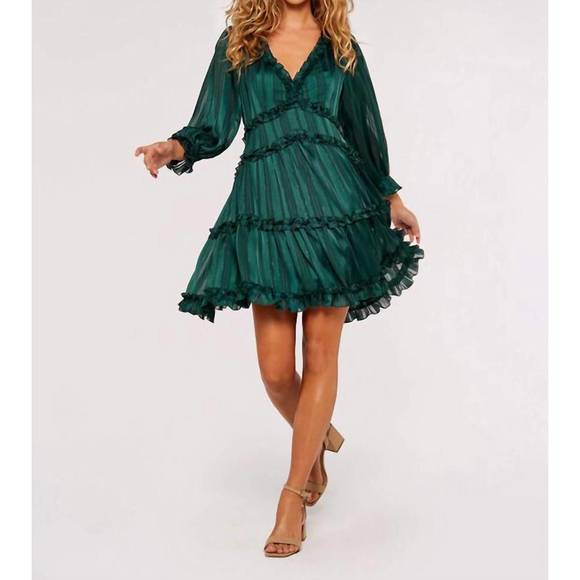 APRICOT | Dresses | New Apricot Ruffle Tiered Mini Dress In Green ...